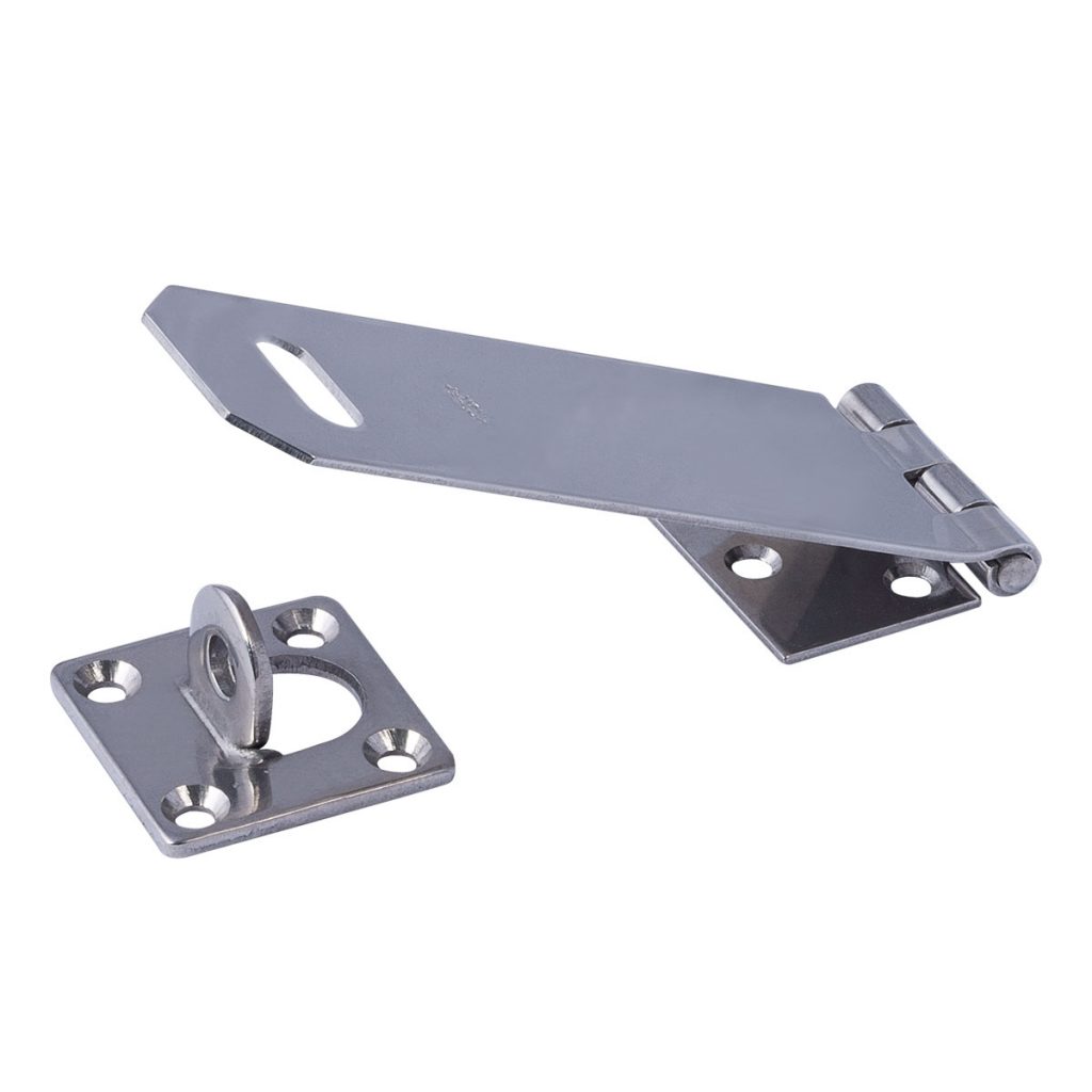 Fecho / Tranca p/ Porta com Suporte p/Cadeado Inox 4" - R4Nautic